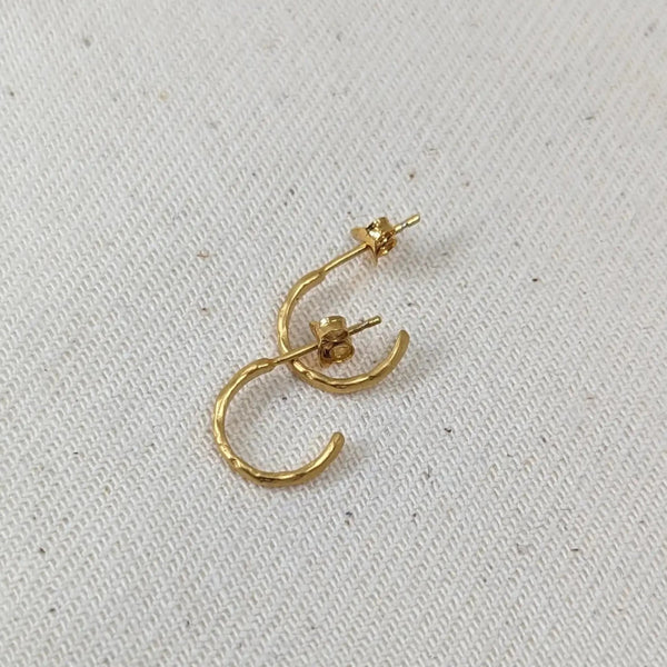 Cave 23ct Yellow Gold Plated Silver Mini Hoop Earrings • Ada Gallery ...